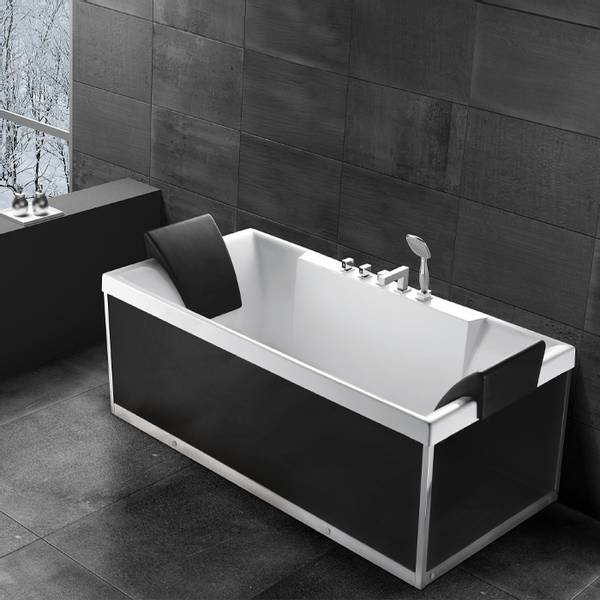 Yazmin badekar med blandebatteri 170x80cm SORT GLASS - Badnor.no